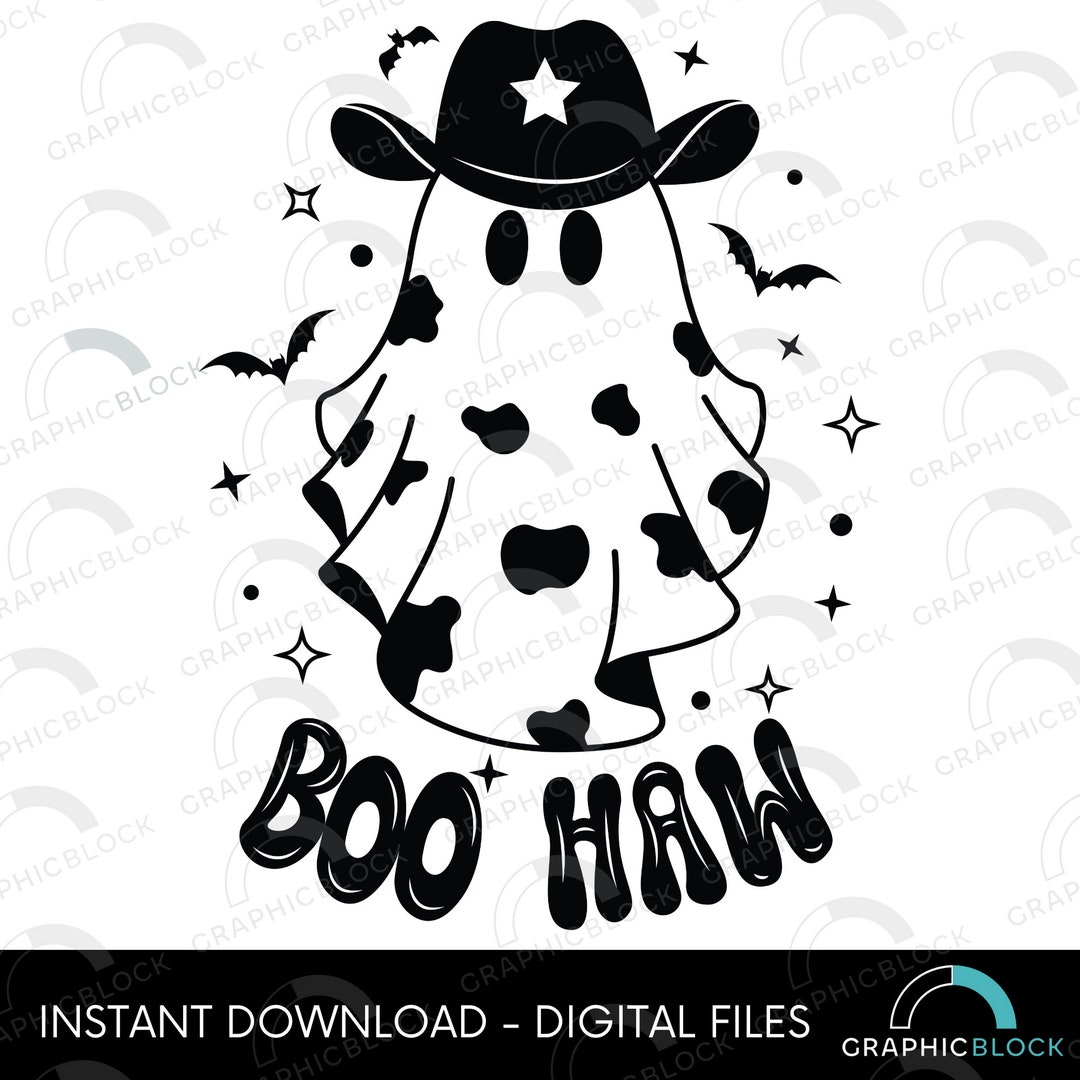 Boo Haw Halloween Ghost SVG, Cowboy Ghost PNG, Western Halloween Vector ...