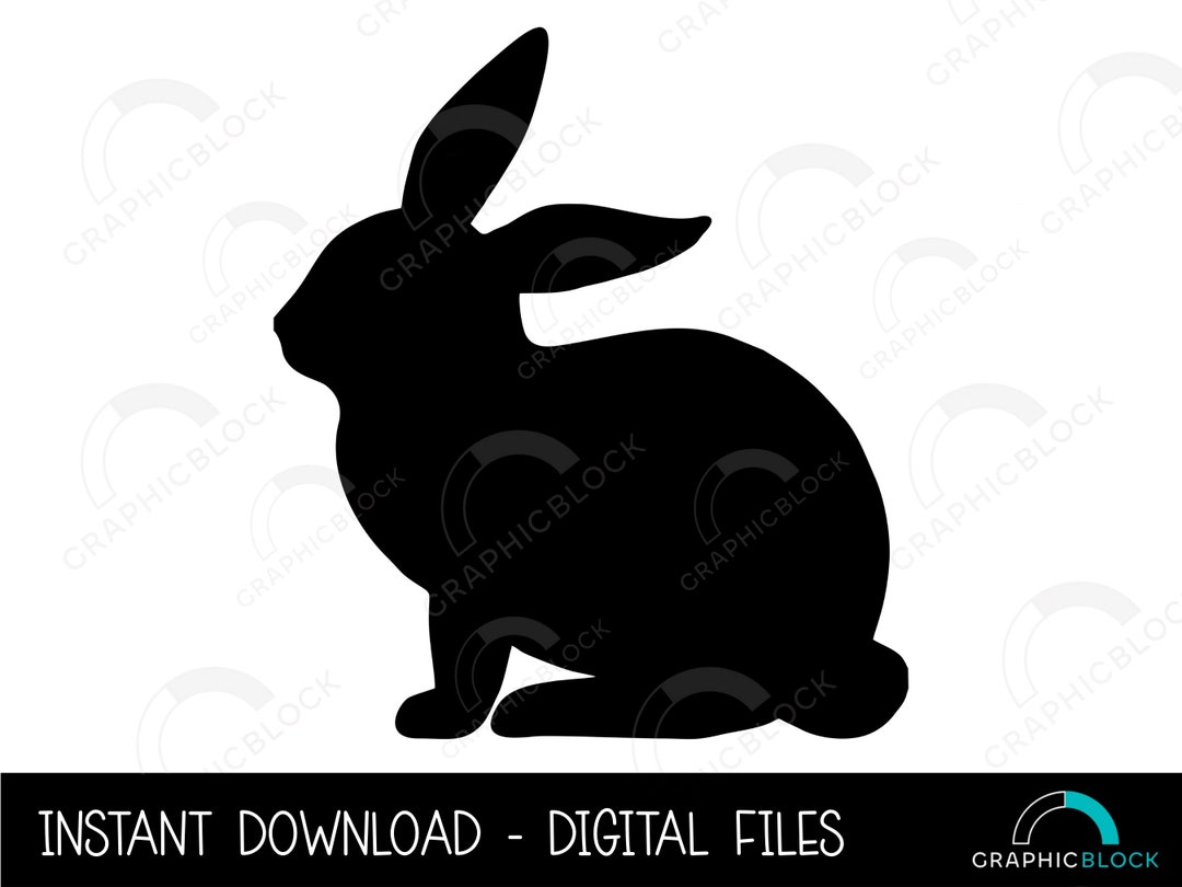 Rabbit Silhouette SVG #5, Easter Bunny PNG, Black Bunny Vector, Outline ...