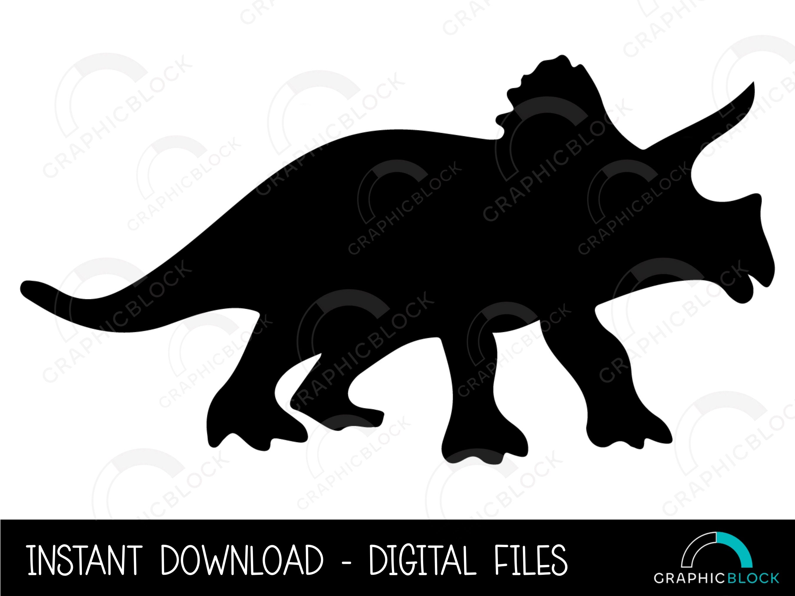 Triceratops Silhouette SVG, Dinosaur PNG, Dino Vector, Cricut Cut File ...