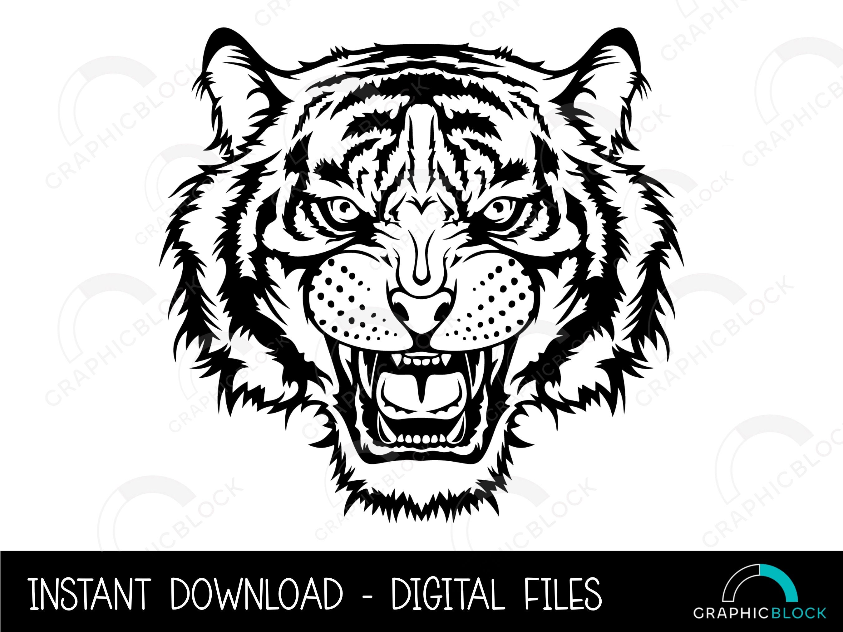 Tiger Head SVG #4, Angry Face PNG, Wild Cat Vector, Cricut Cut File ...