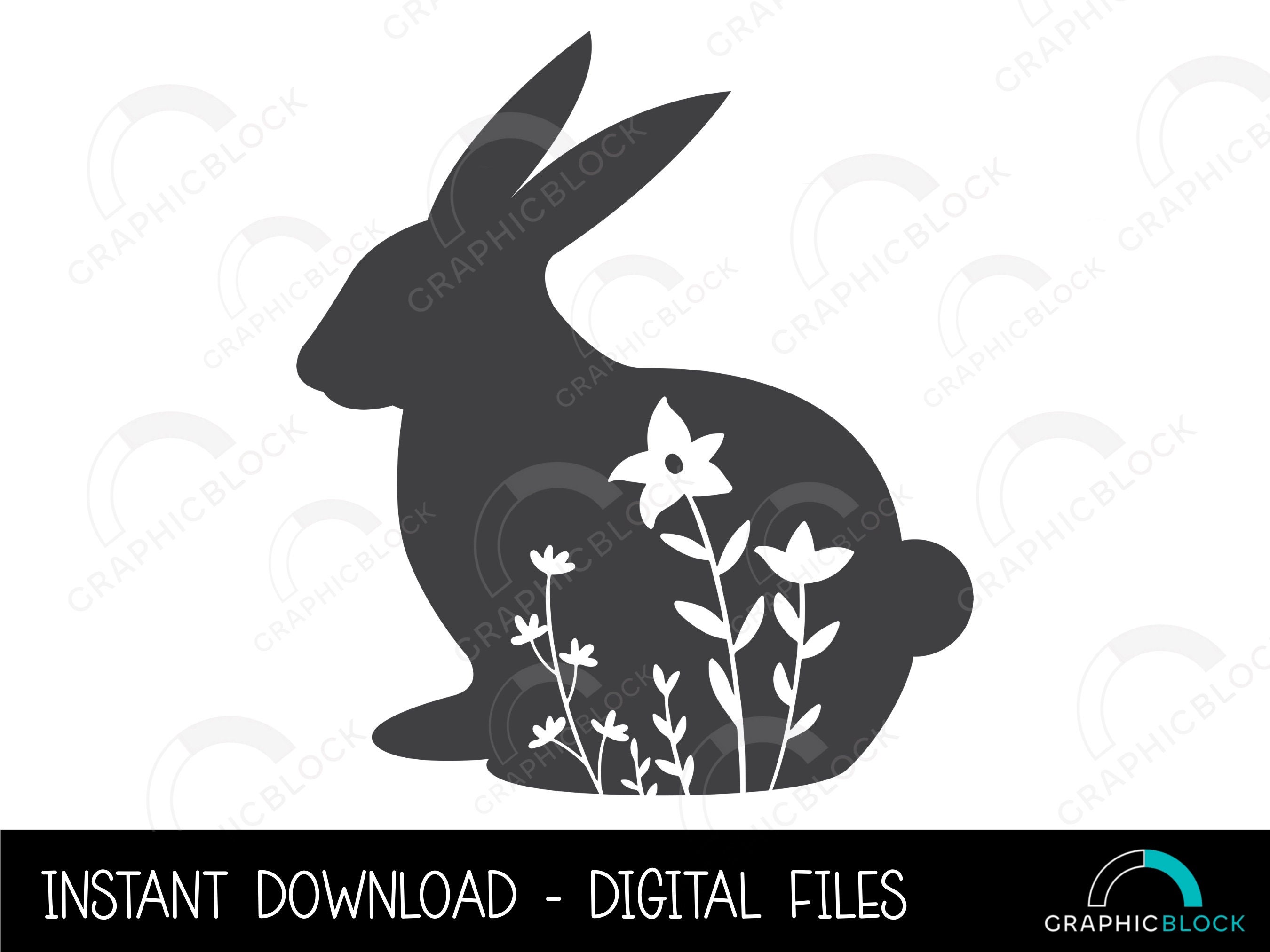 Floral Bunny SVG #6, Easter Rabbit PNG, Spring Flower Vector, Cricut ...