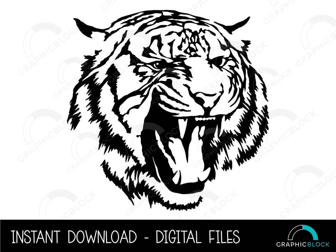 Tiger Head SVG #11, Angry Face PNG, Wild Cat Vector, Cricut Cut File ...
