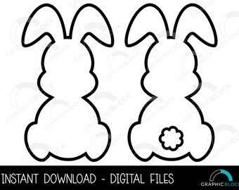 Easter Bunny SVG Set, Outline Bunny Shape Silhouette Set, Rabbit Vector ...
