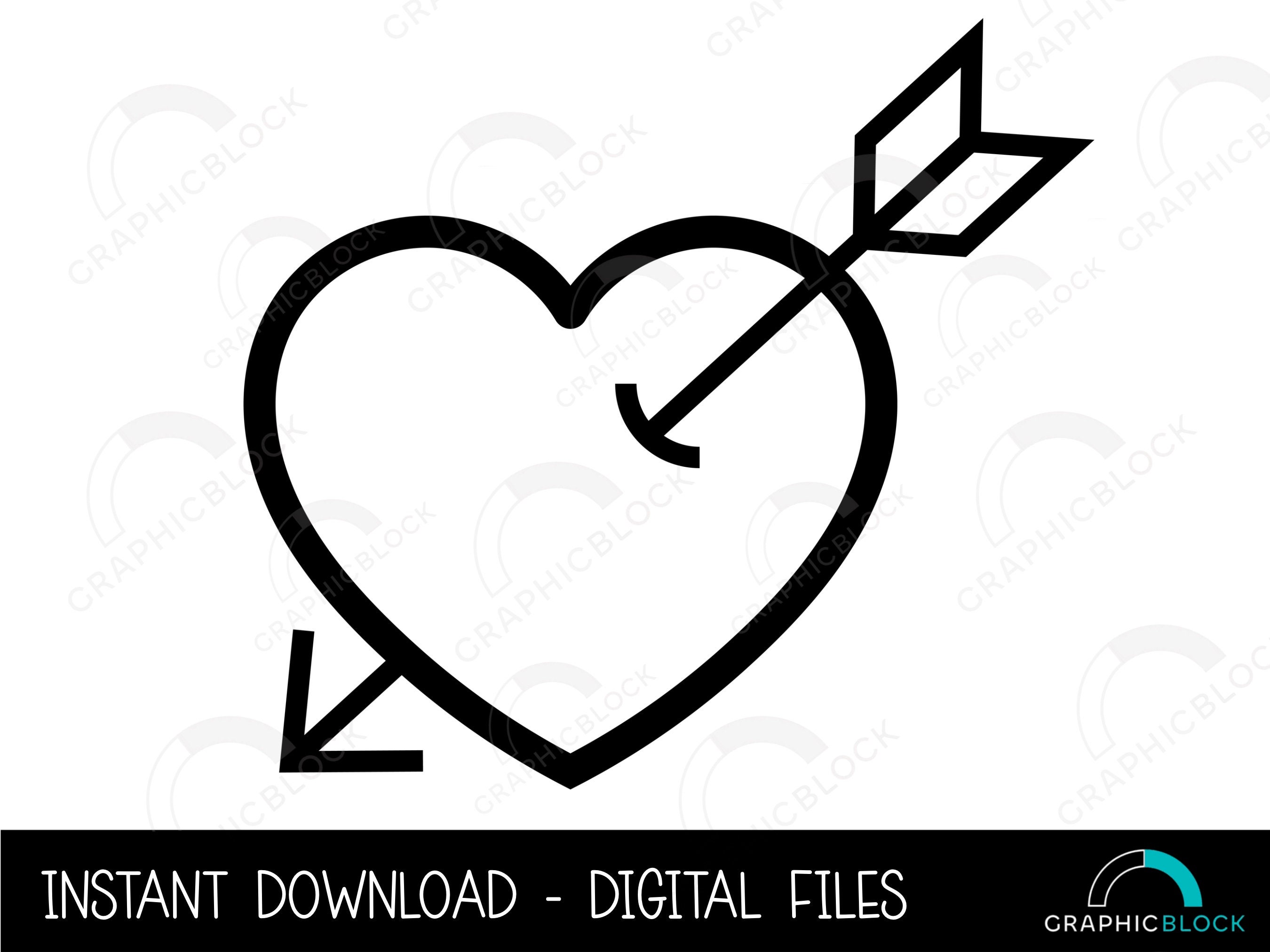Heart Arrow SVG, Love Arrow Heart PNG, Valentines Day Svg, Vector Cut ...