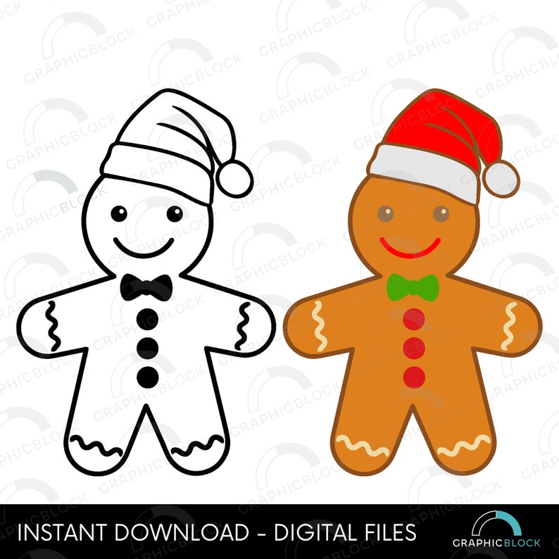 Gingerbread Man SVG With Santa Hat, Cute Christmas Cookie PNG Vector ...