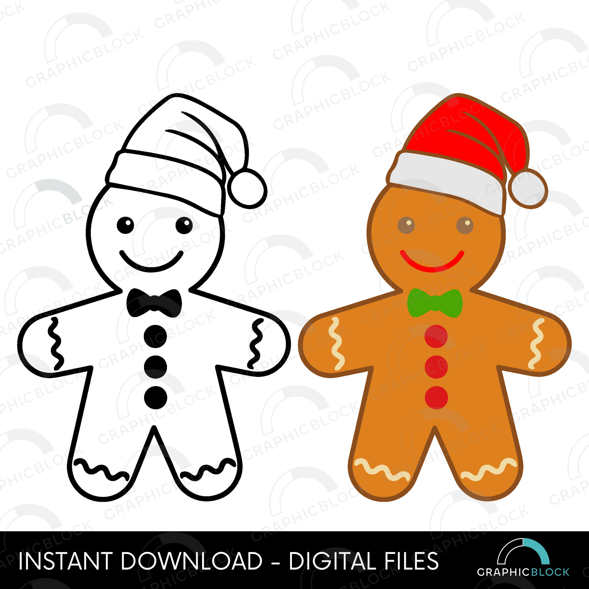 Gingerbread Man SVG With Santa Hat, Cute Christmas Cookie PNG Vector ...