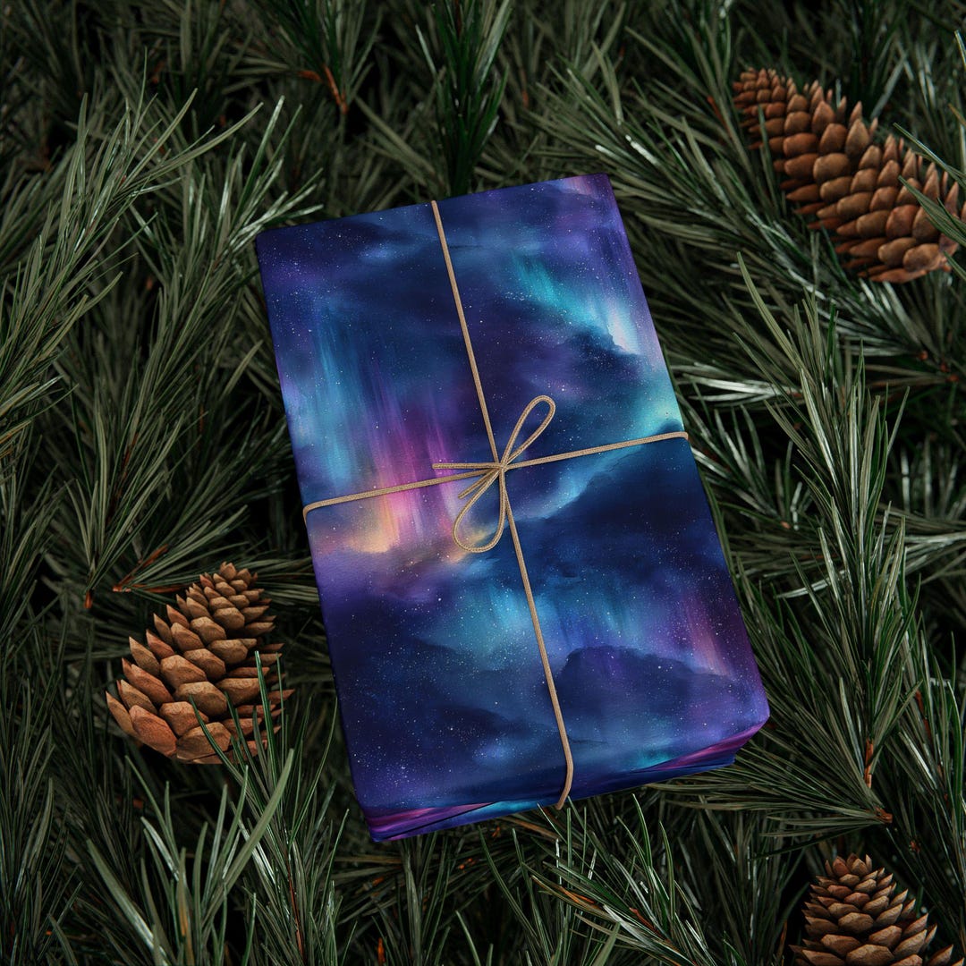 Aurora Borealis Wrapping Paper, Northern Lights Gift Wrap, Celestial ...