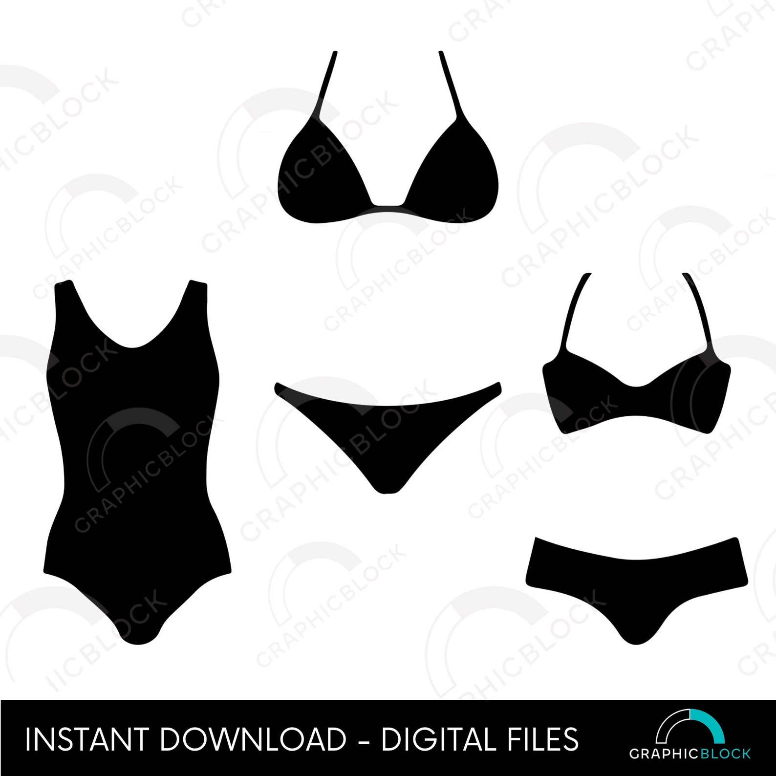 Bikini Svg Bundle Women Swimwear Png Set Summer Vector Cricut Cut