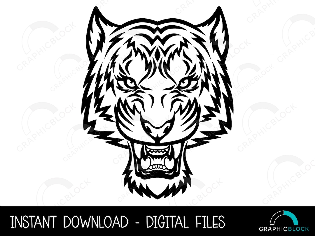 Tiger Head SVG #5, Angry Face PNG, Wild Cat Vector, Cricut Cut File ...