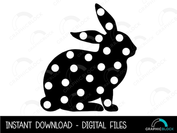 Dotted Bunny SVG Easter Bunny PNG Black Bunny With Dots | Etsy