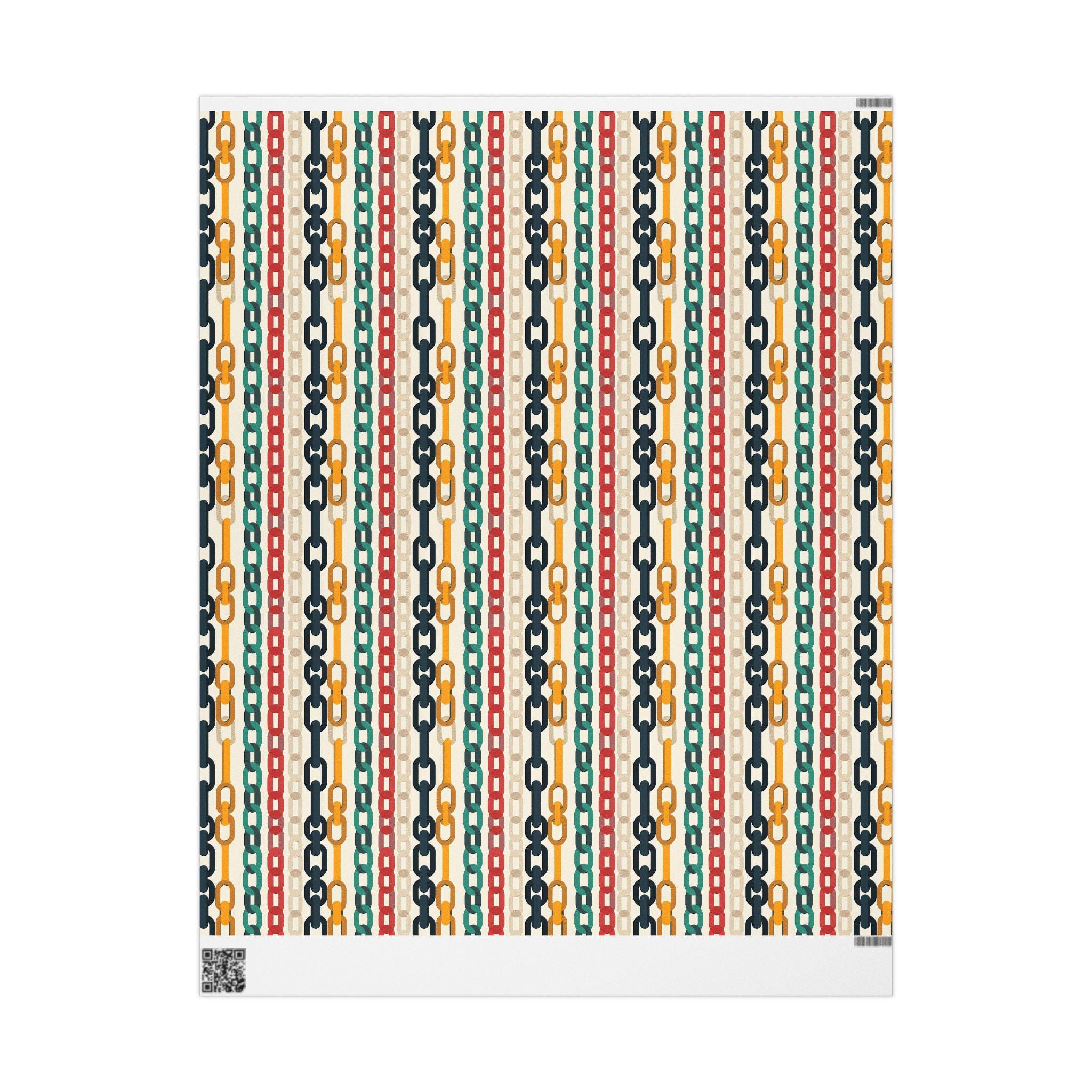 Colorful Chain Pattern Wrapping Paper | Retro Linked Loop Holiday - Etsy