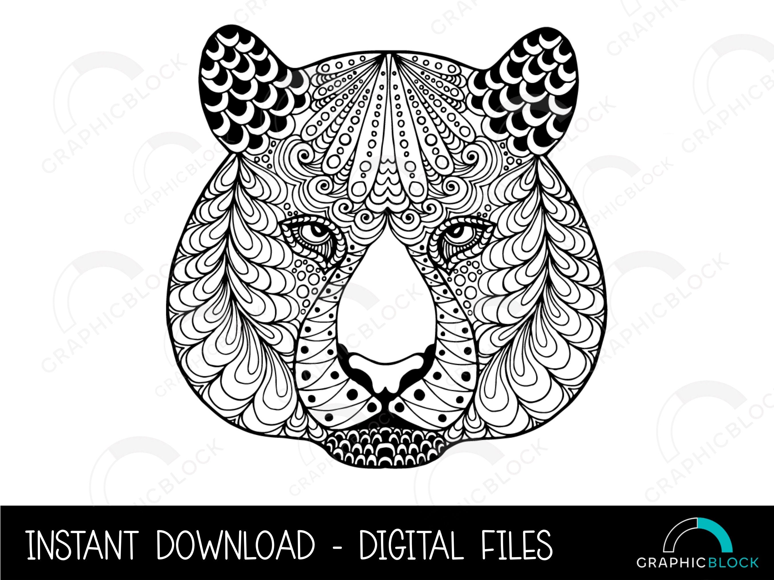Mandala Tiger Head SVG, Ornamental Tiger PNG, Wild Cat Vector, Cricut ...