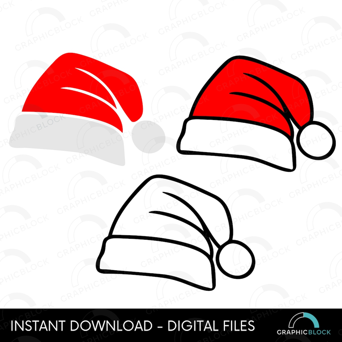 Santa Hat SVG, PNG, Christmas Hat Cut File Cricut Silhouette, Santa Hat Outline Shape, Winter ...