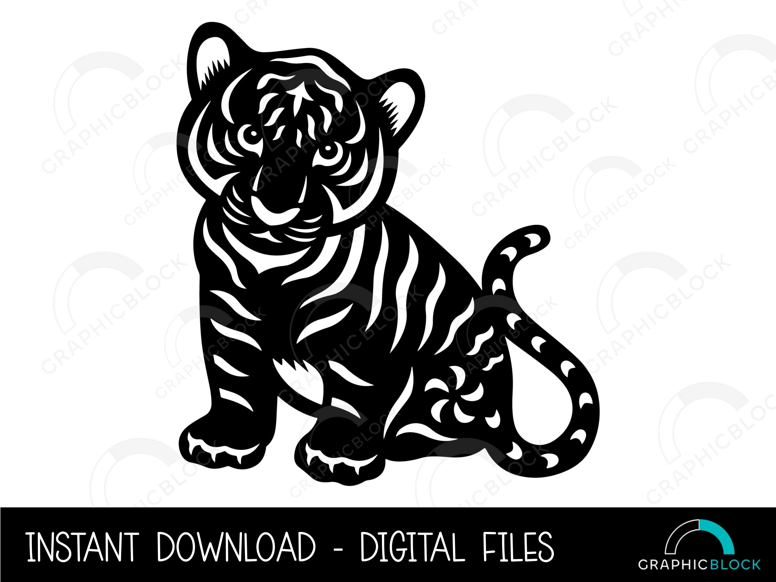 Tiger Cub SVG, Baby Tiger PNG, Wild Cat Vector, Cricut Cut File, Animal ...
