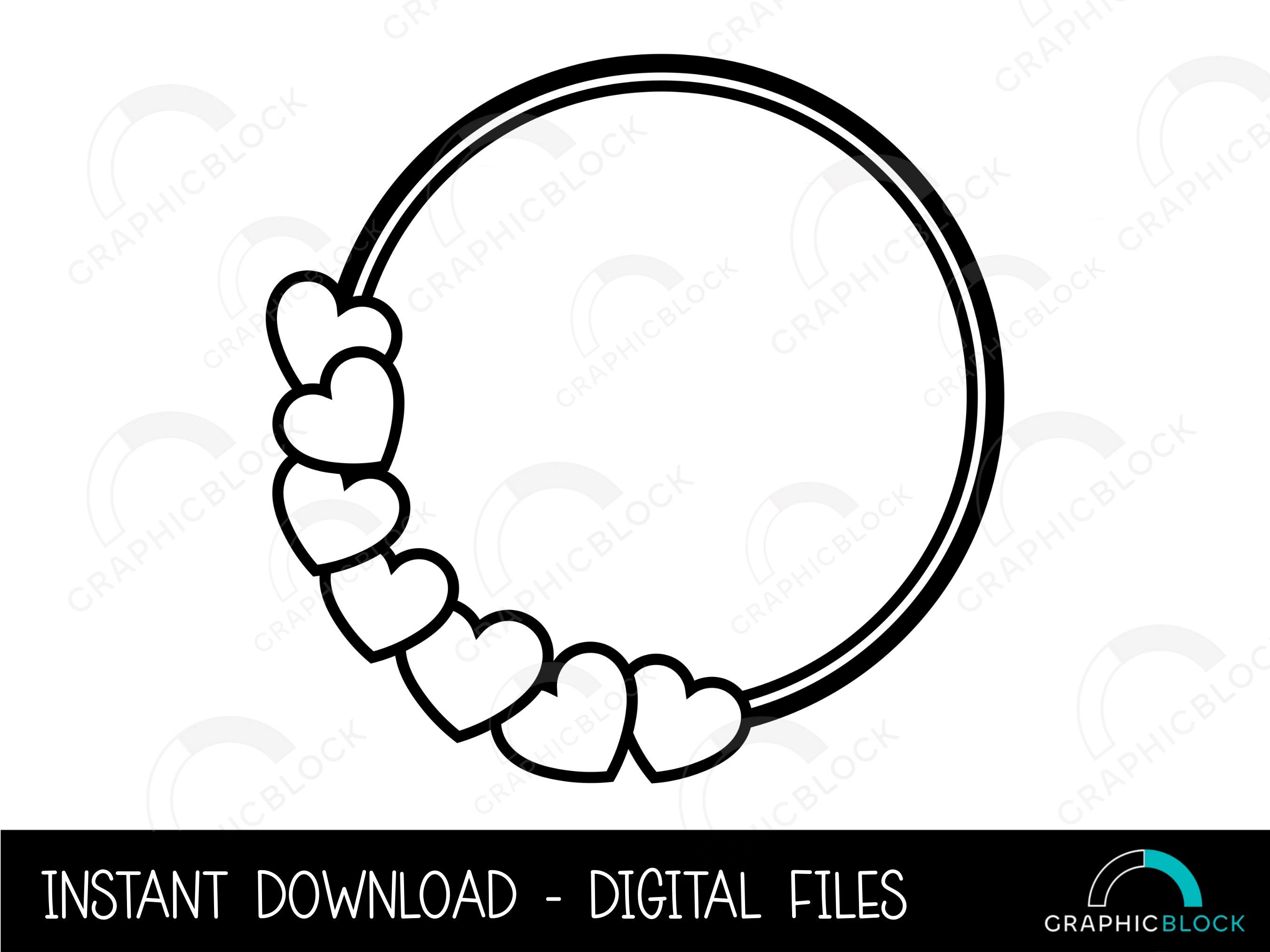 Heart Frame SVG, Circle Heart Frame SVG, Valentine Frame Clipart ...