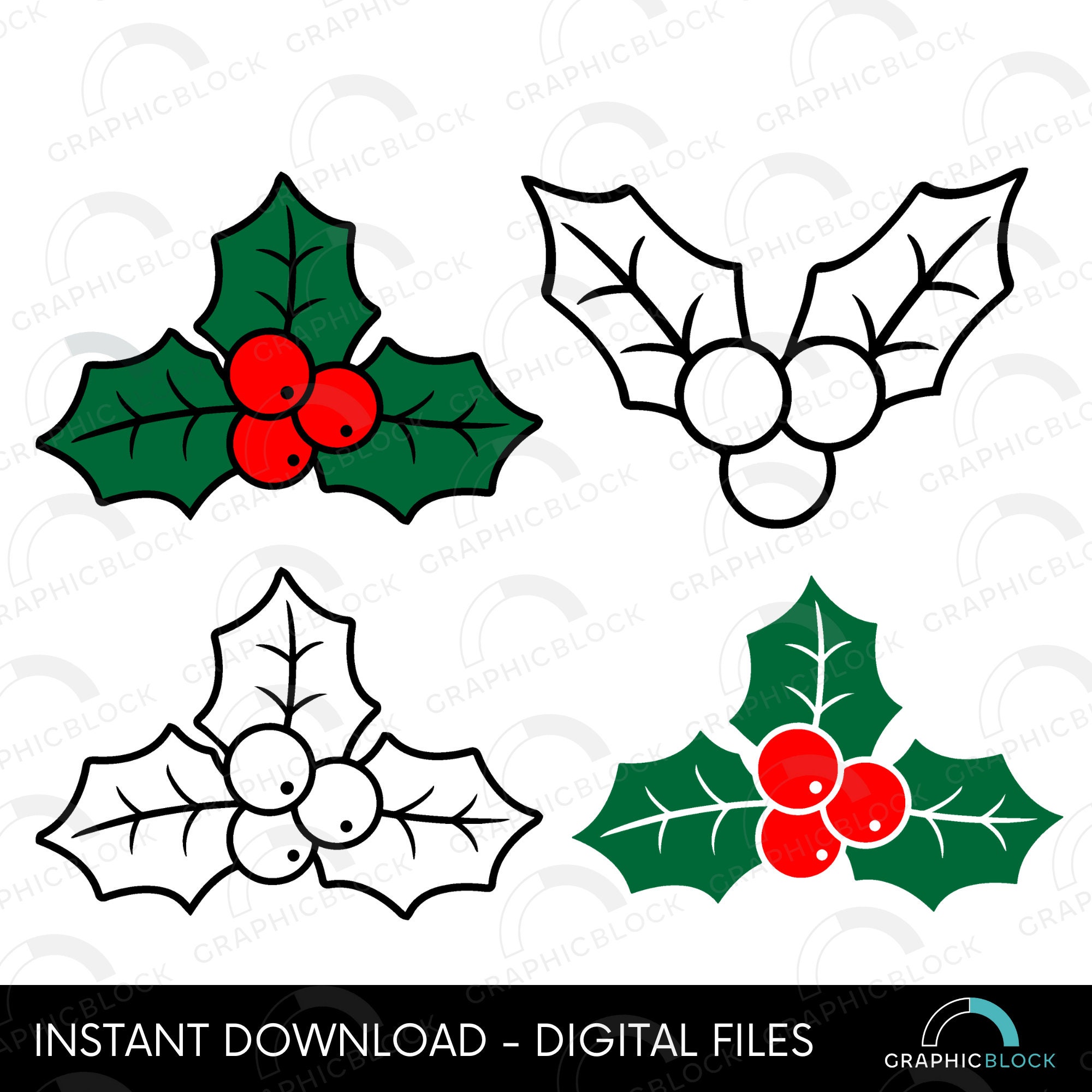 Christmas Holly SVG, Mistletoe Clip Art Cricut Silhouette Cut File ...