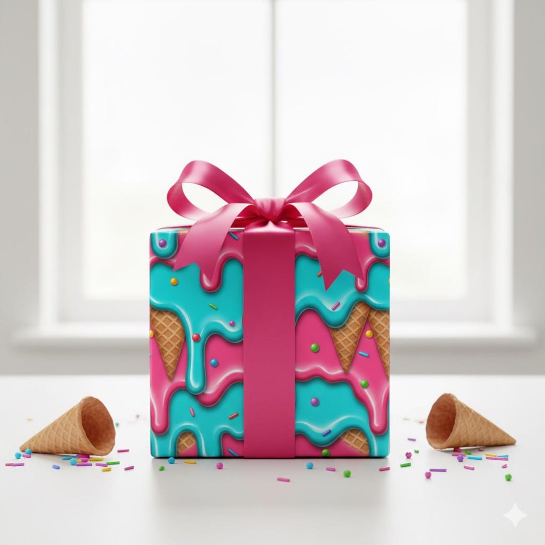 Ice Cream Wrapping Paper, Fun Birthday Gift Wrap, Party Decor - Etsy