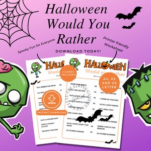 Halloween Would You Rather Printable PDF, Instant Download, Halloween ...