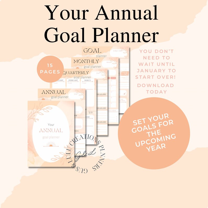 Annual Goal Planner Printable, Goal Setting PDF, Progress Tracking ...