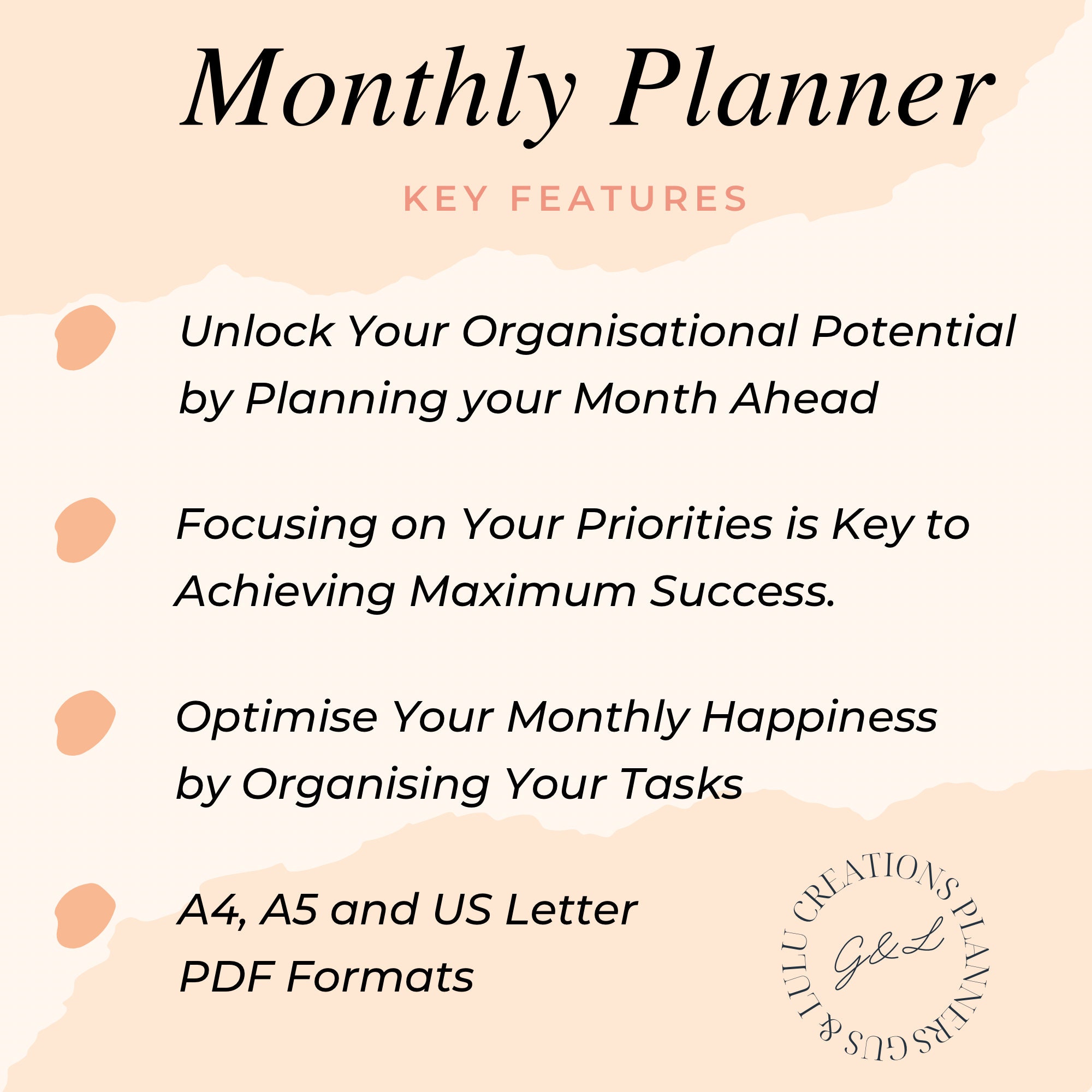 Monthly Planner Printable, Monthly Planner PDF, Printable Organiser ...