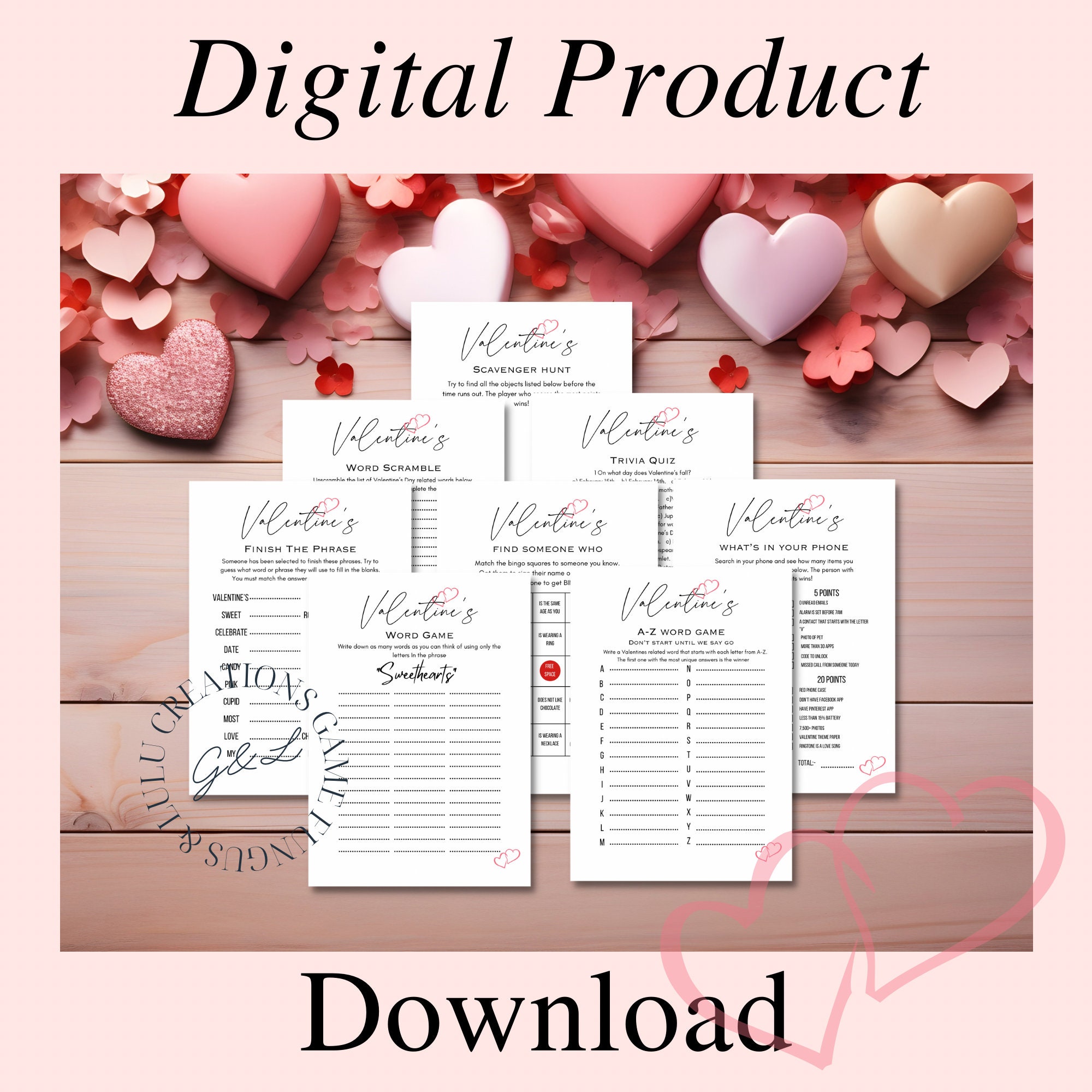 Valentine’s Day Party Games Bundle, Printable PDF, Valentine’s ...