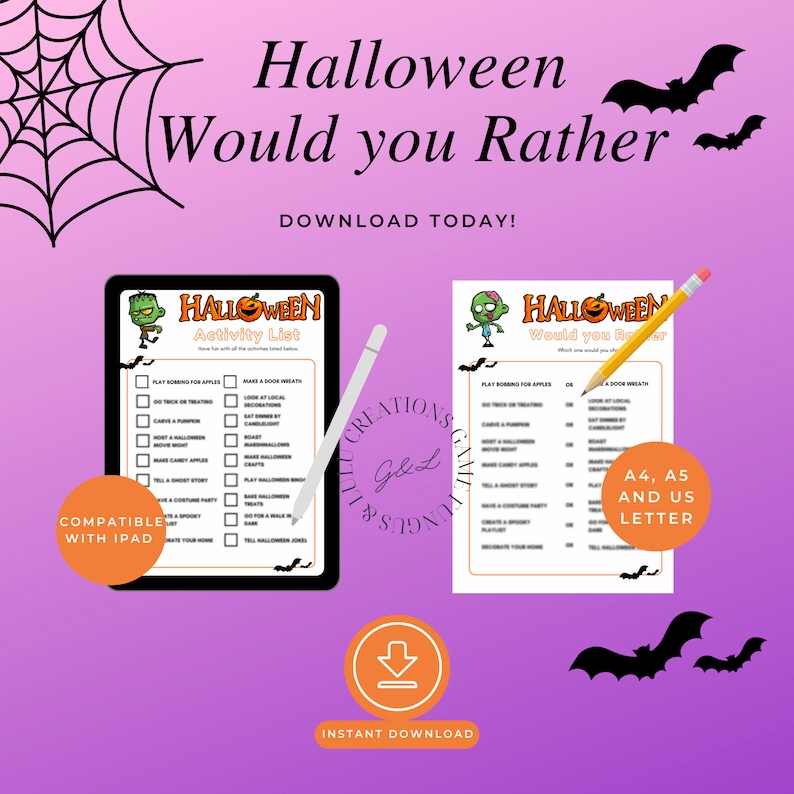 Halloween Would You Rather Printable PDF, Instant Download, Halloween ...