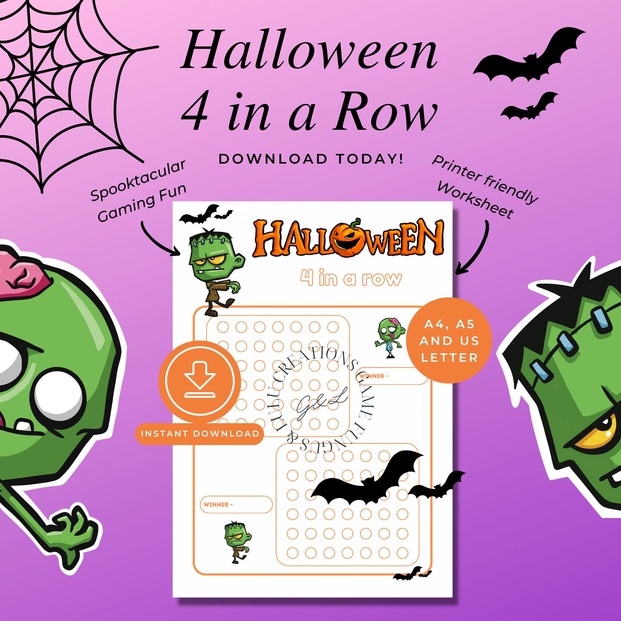 Halloween 4 in a Row Printable Instant Download Halloween - Etsy