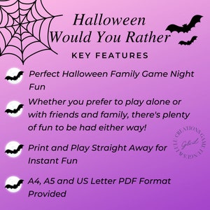 Halloween Would You Rather Printable PDF, Instant Download, Halloween ...