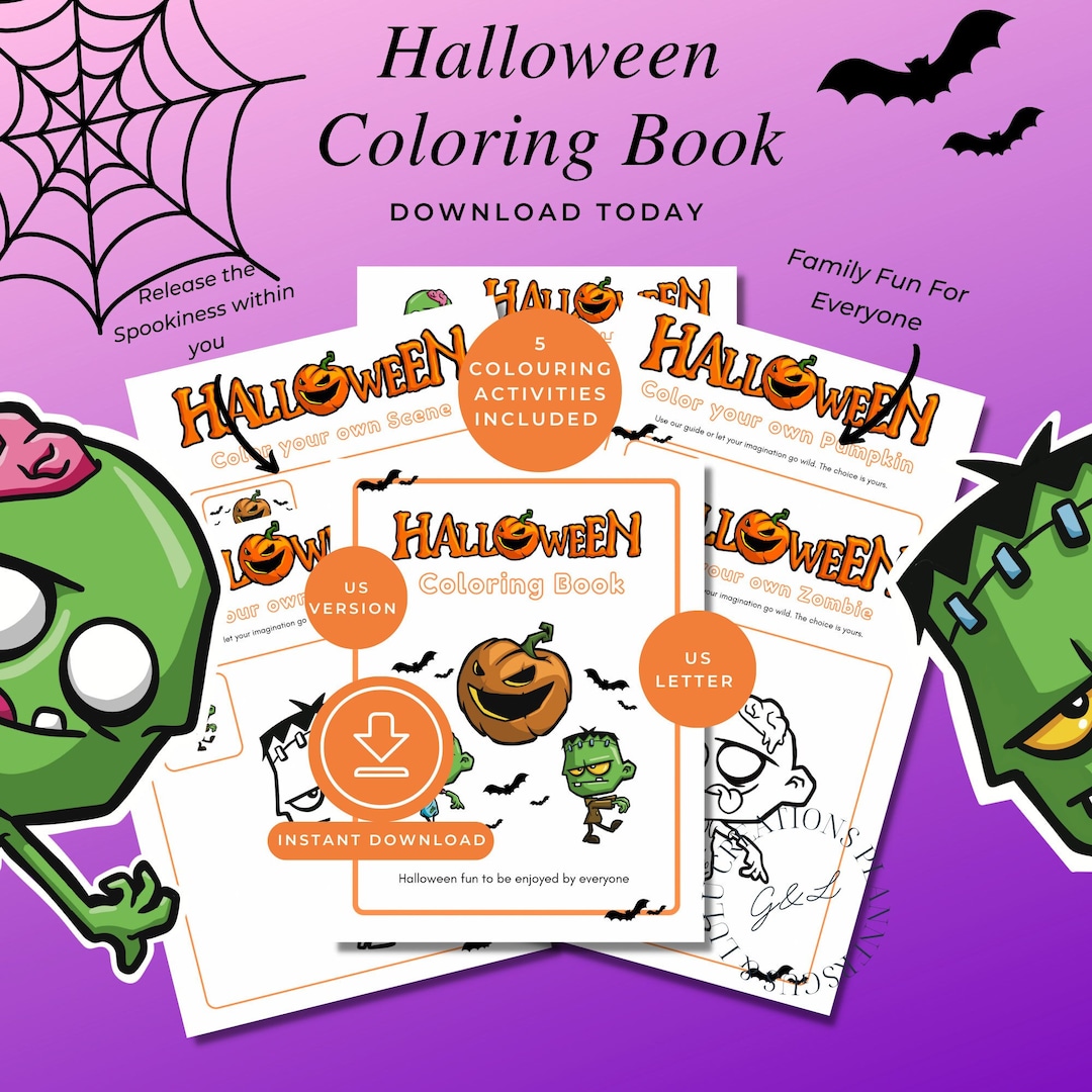 Halloween Coloring Book Printable PDF, Instant Download, Halloween ...