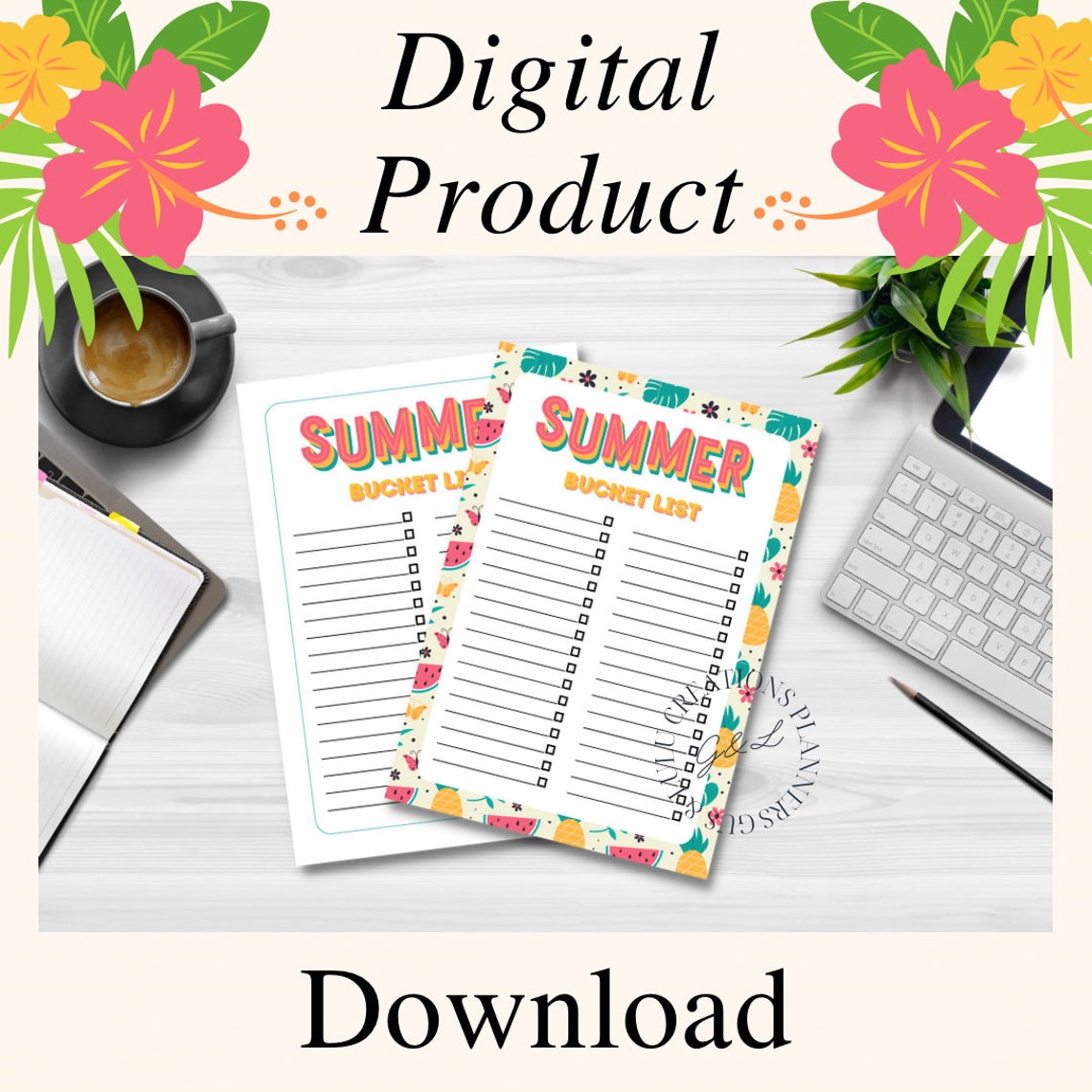 Blank Summer Bucket List Printable, Bucket List PDF, Family Bucket List ...