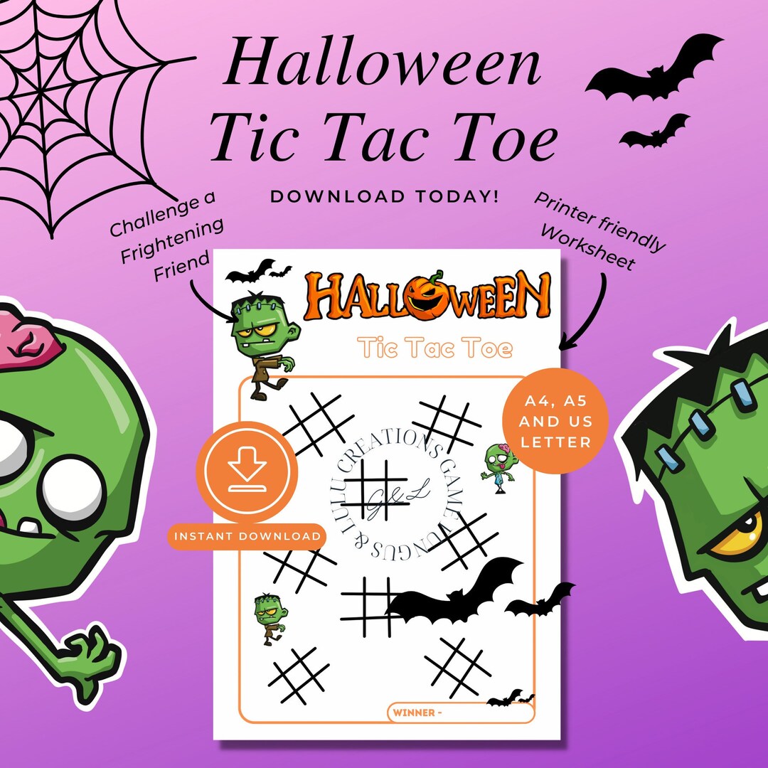 Halloween Tic Tac Toe Printable, Instant Download, Halloween Fun Games ...