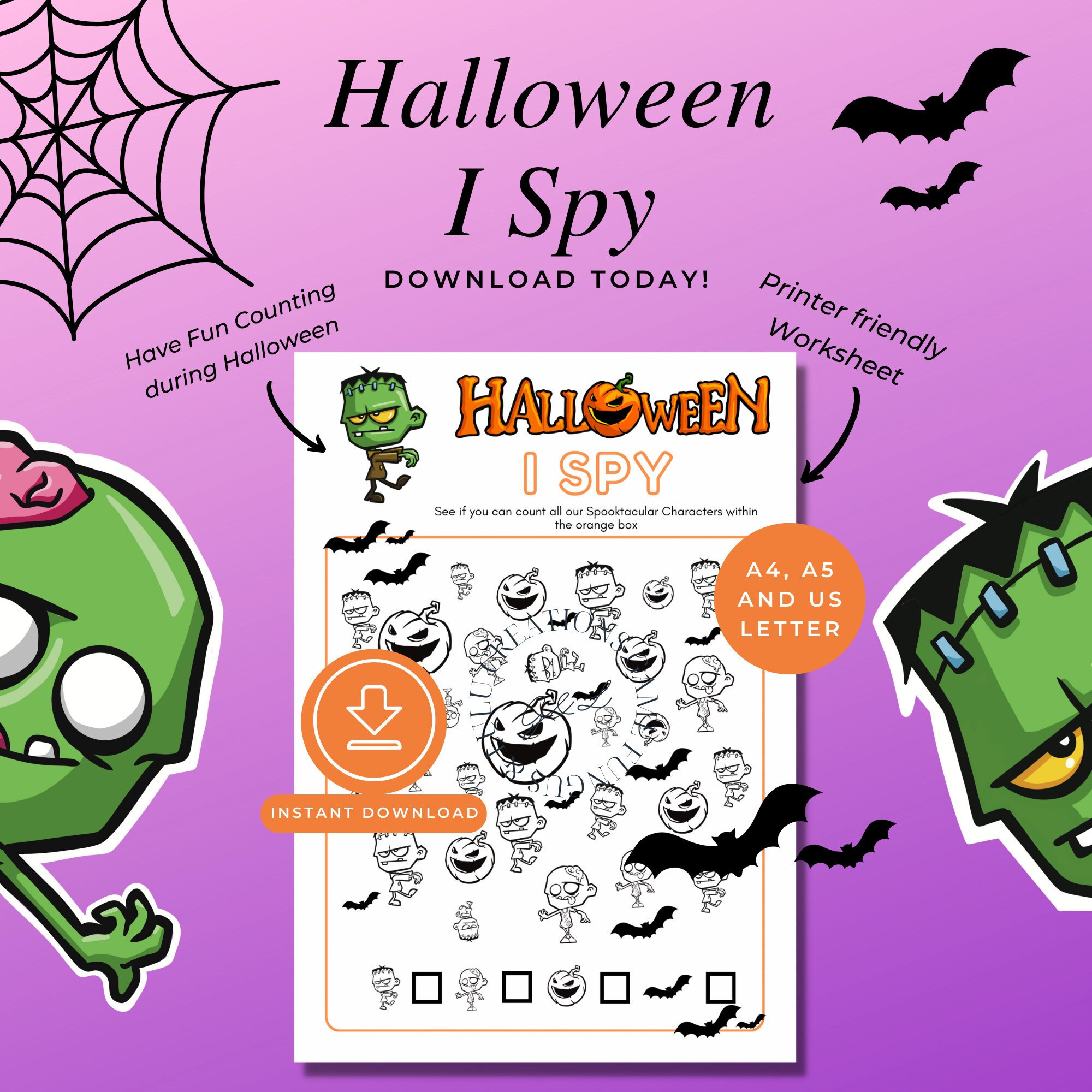 Halloween I Spy Printable PDF Game, Instant Download, Halloween Games ...