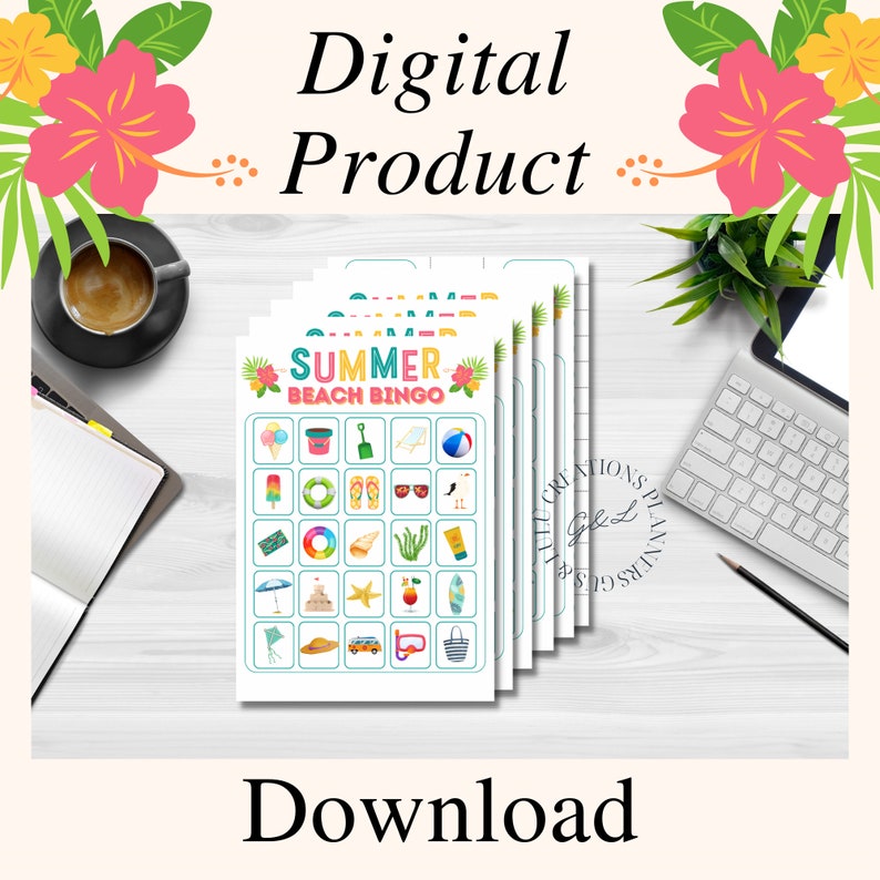 Summer Beach Bingo Printable, Party Games PDF, Summer Printable Games ...