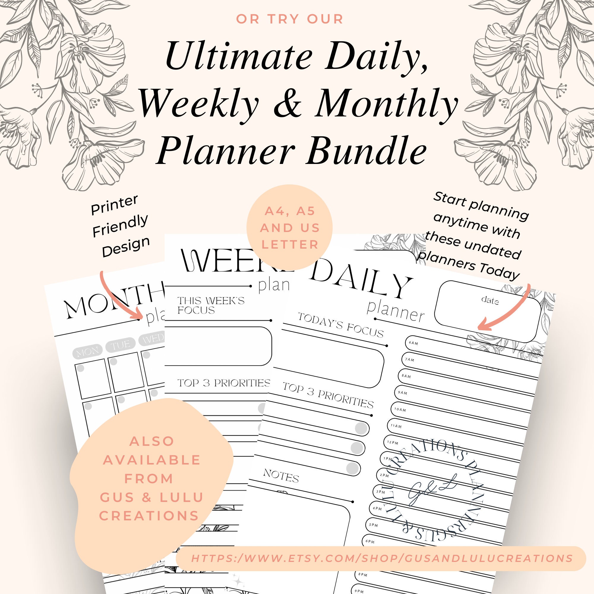 Daily Journal Printable, Daily Journal PDF, Gratitude Journal ...