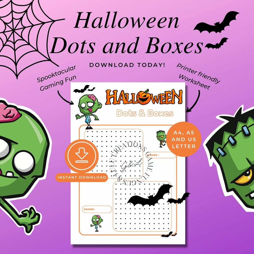 Halloween Dots and Boxes Printable, Instant Download, Halloween Fun ...