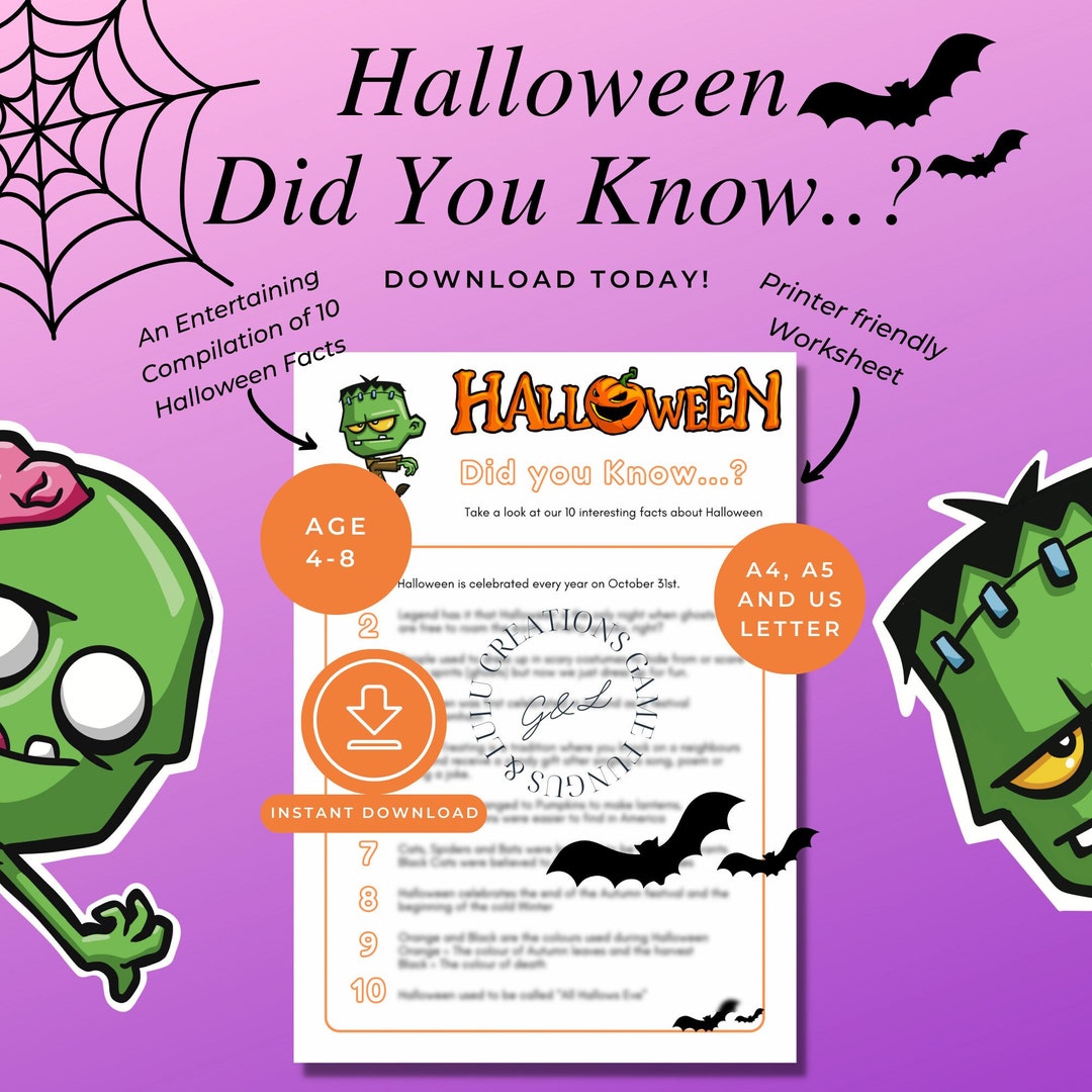 Halloween Did You Know..? Printable PDF 4-8 Years, Instant Download ...