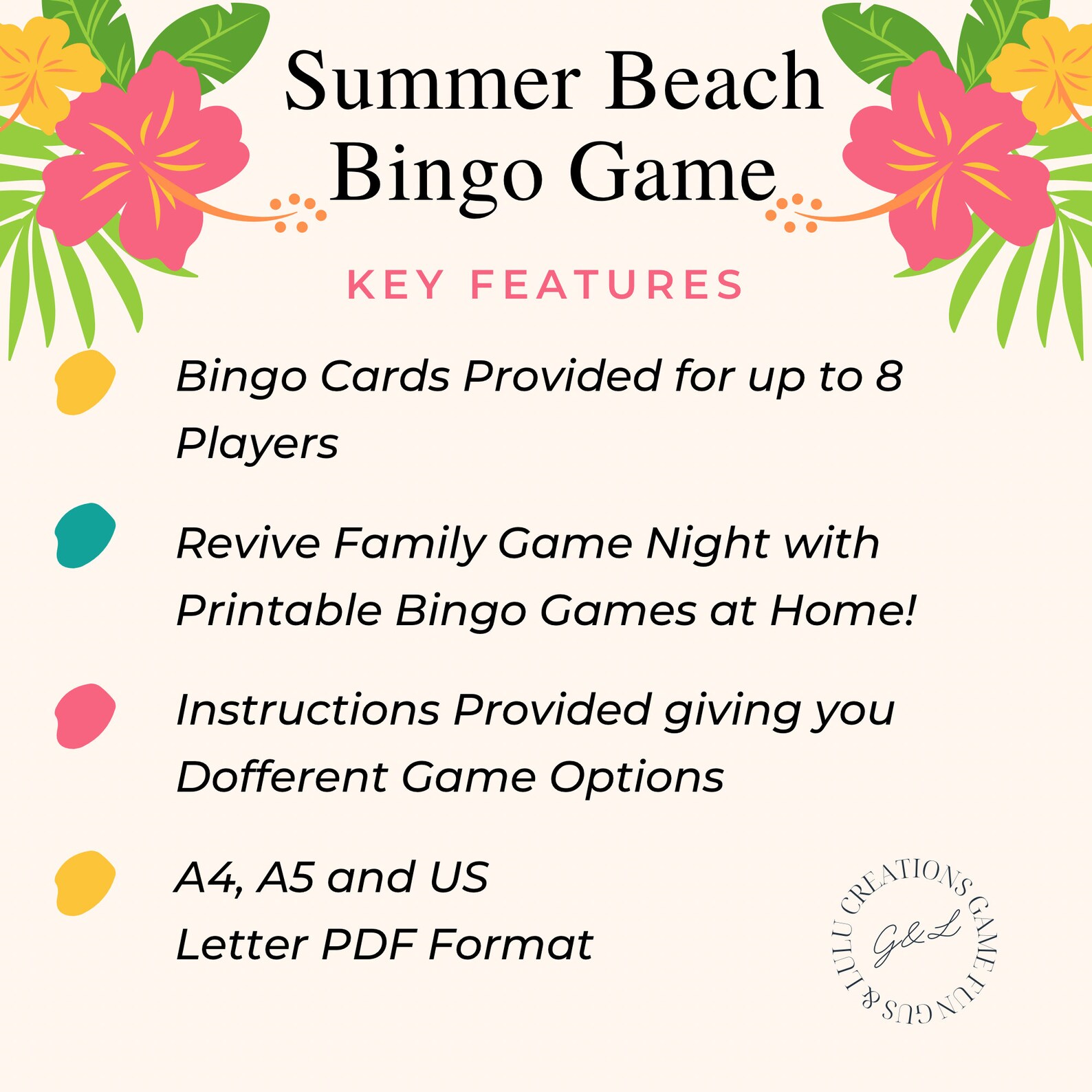 Summer Beach Bingo Printable, Party Games PDF, Summer Printable Games ...