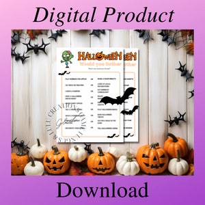 Halloween Would You Rather Printable PDF, Instant Download, Halloween ...