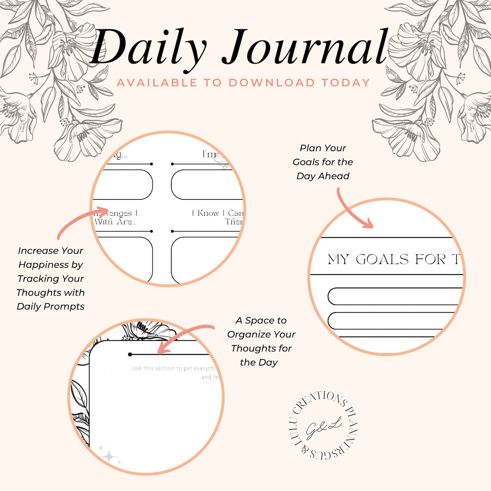Daily Journal Printable, Daily Journal PDF, Gratitude Journal ...