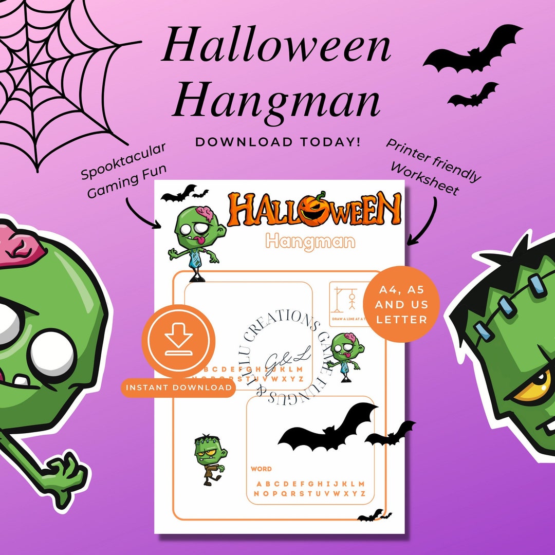 Halloween Hangman Printable, Instant Download, Halloween Fun Games ...