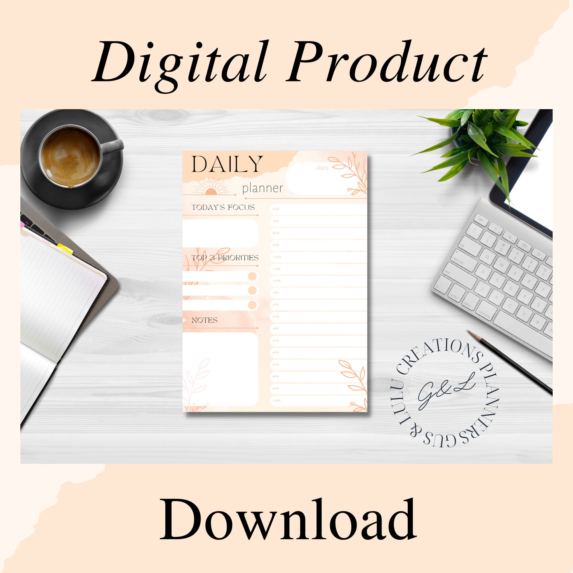 Daily Planner Printable, Daily Planner PDF, Printable Organiser, Daily ...