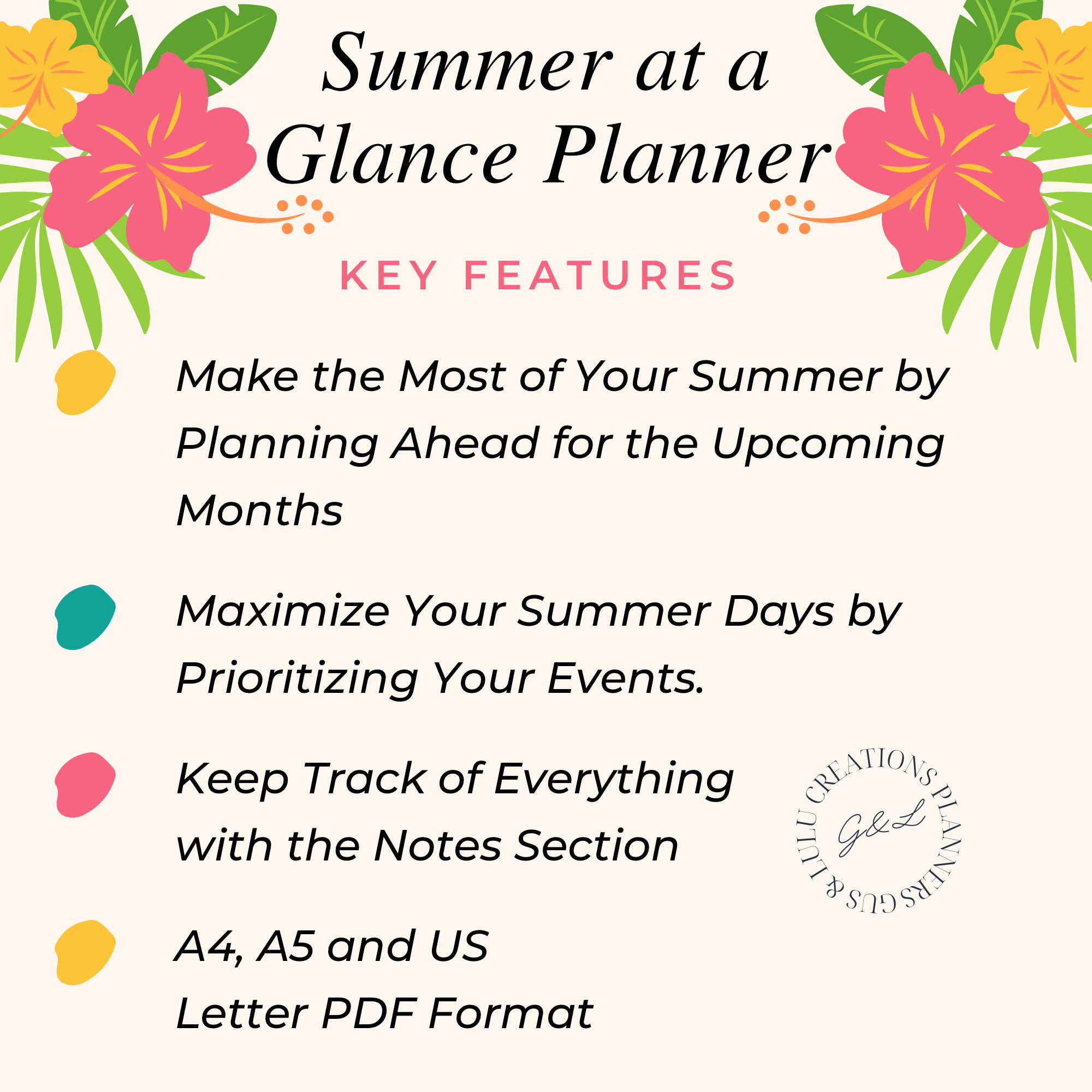 Summer Planner Printable, Summer Planner PDF, Printable Organiser ...