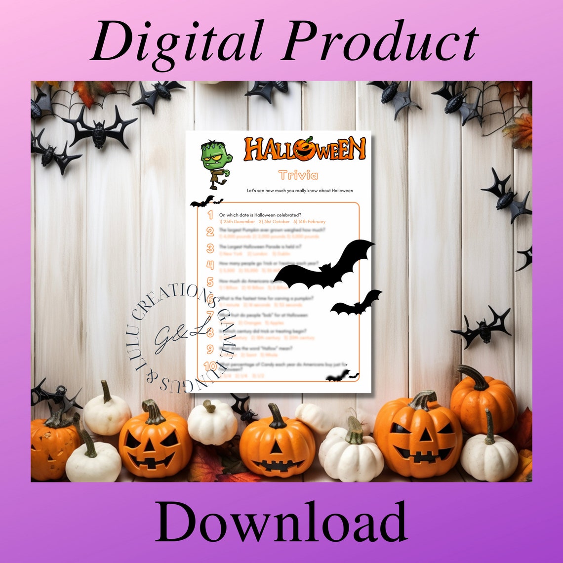 Halloween Trivia Printable PDF, Instant Download, Halloween Facts ...
