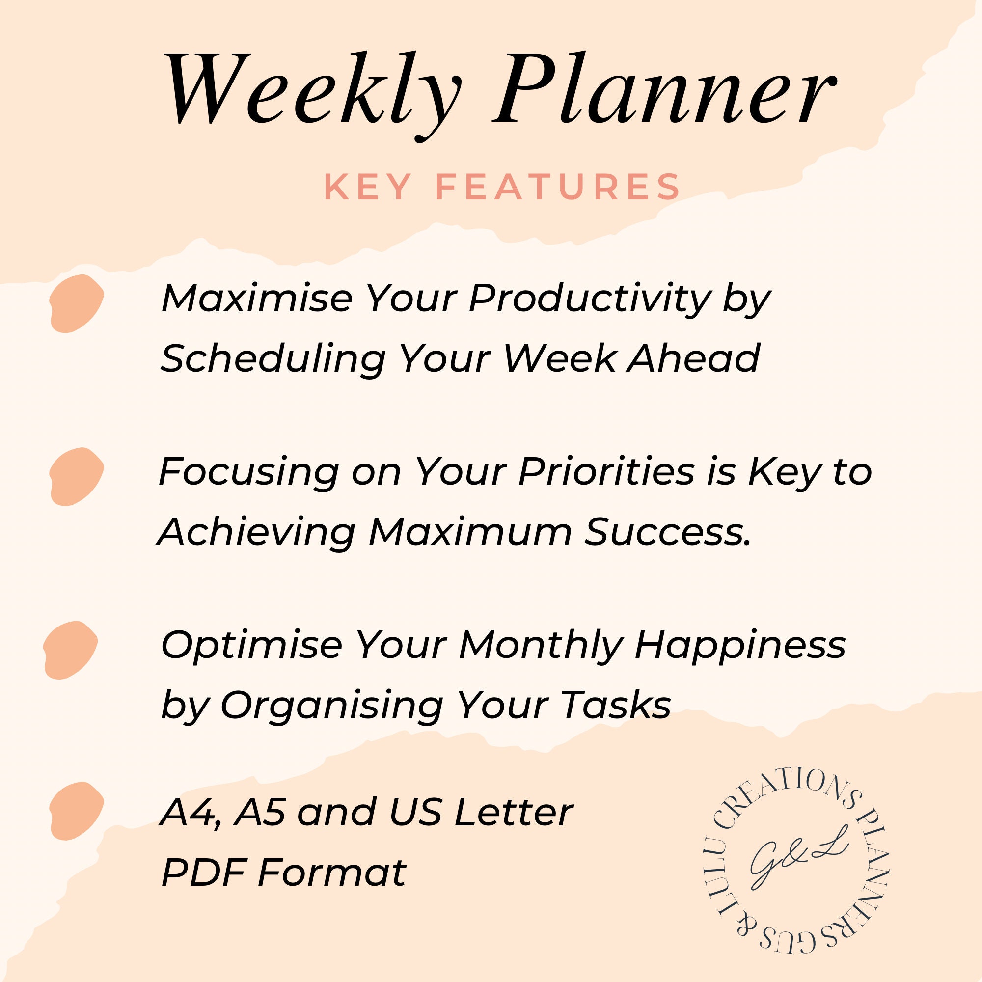 Weekly Planner Printable, Weekly Planner PDF, Printable Organiser ...