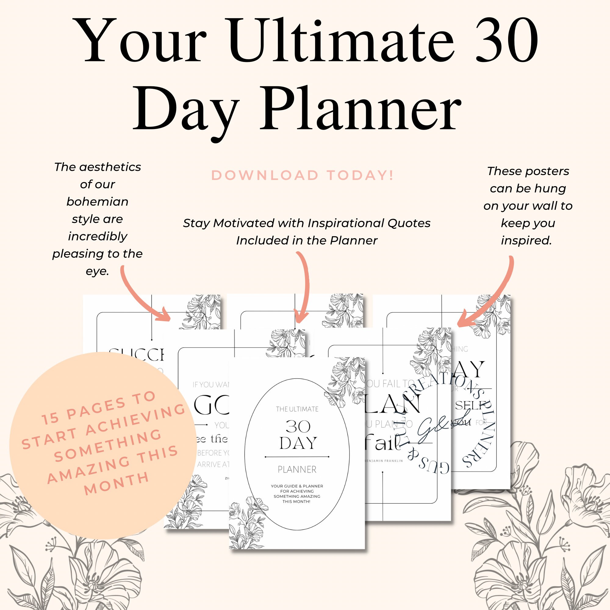 30 Day Planner Printable Goal Setting PDF Progress Tracking - Etsy UK