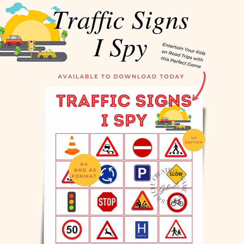 Traffic Signs I Spy Game Printable Traffic Signs Game - Etsy Australia