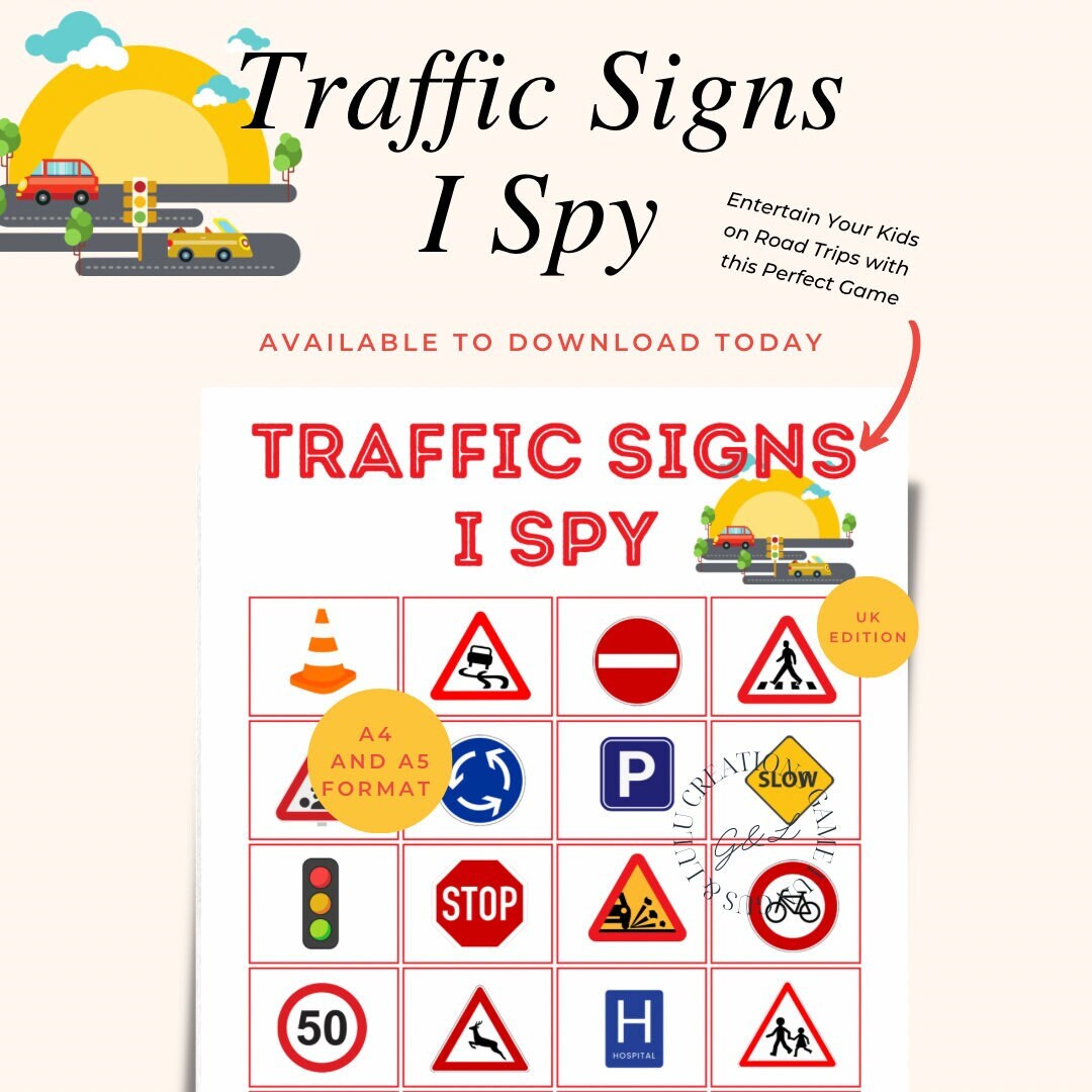 Traffic Signs I Spy Game Printable Traffic Signs Game - Etsy Canada