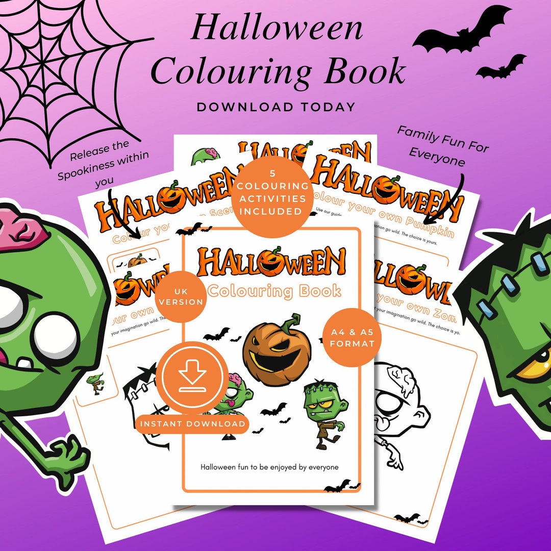 Halloween Colouring Book Printable PDF, Instant Download, Halloween ...