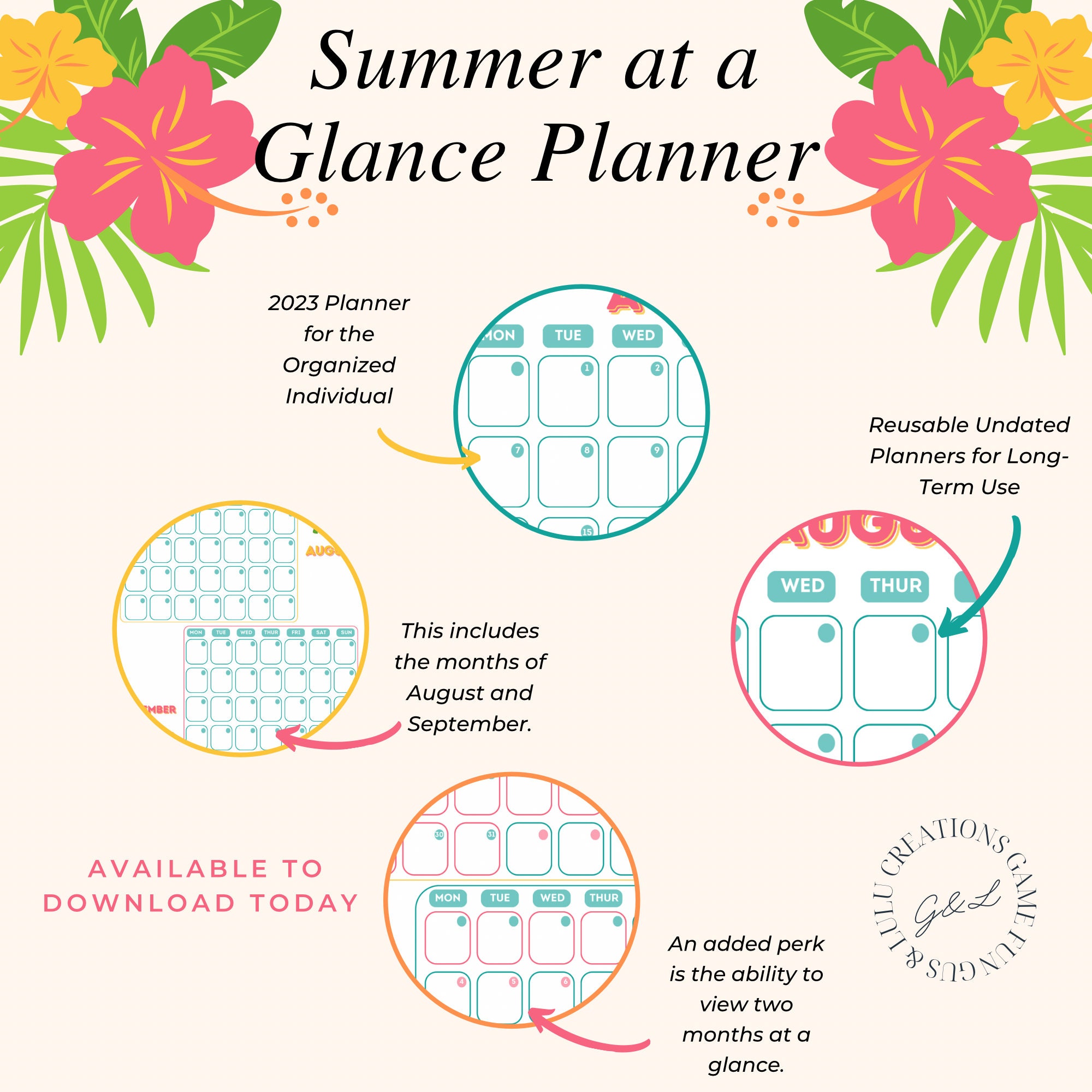 Summer Planner Printable, Summer Planner PDF, Printable Organiser ...