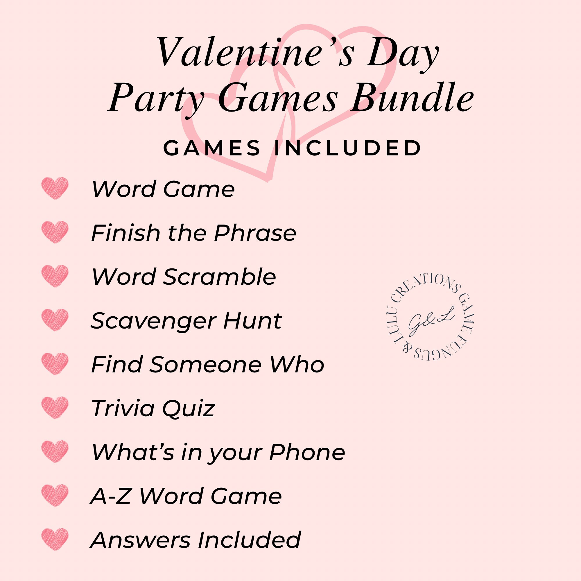 Valentine’s Day Party Games Bundle, Printable PDF, Valentine’s ...